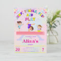 Pink Jump tumble & flip Gymnastics Birthday Invitation | Zazzle