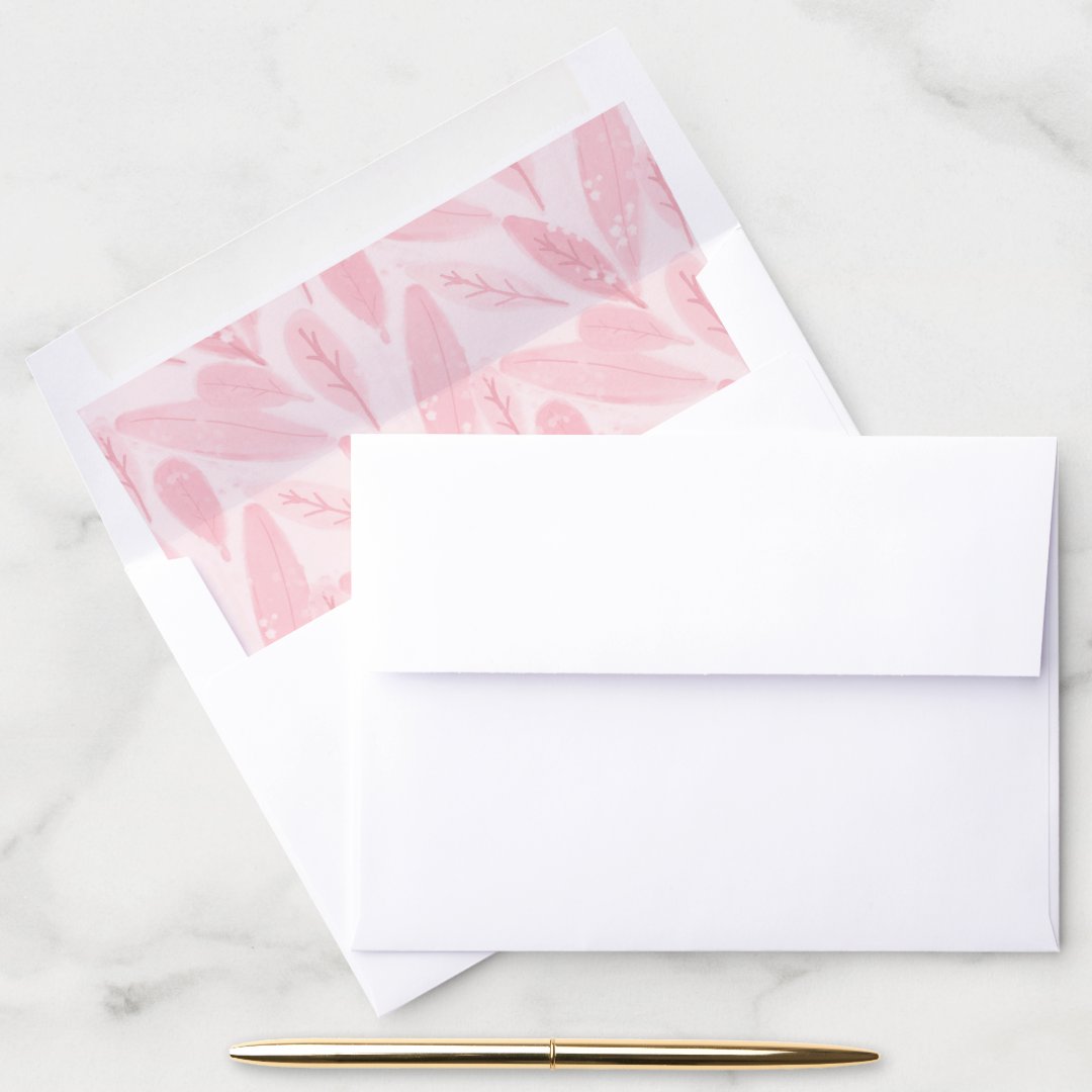 Pink jungle leaves | zoo theme | envelope liner | Zazzle