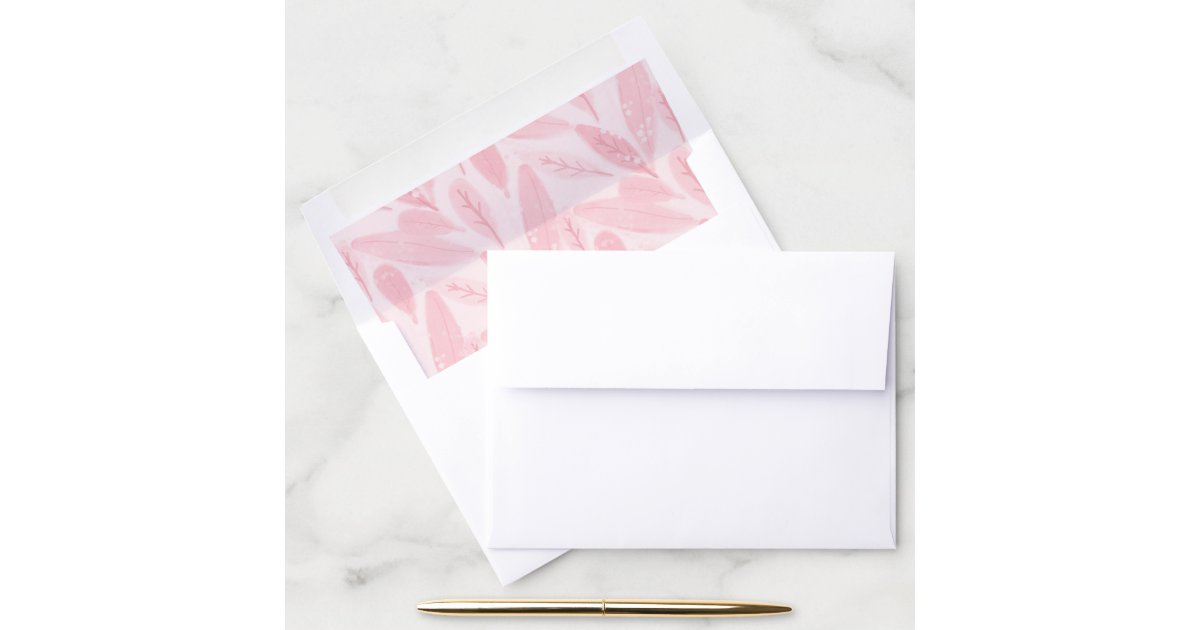 Pink jungle leaves | zoo theme | envelope liner | Zazzle