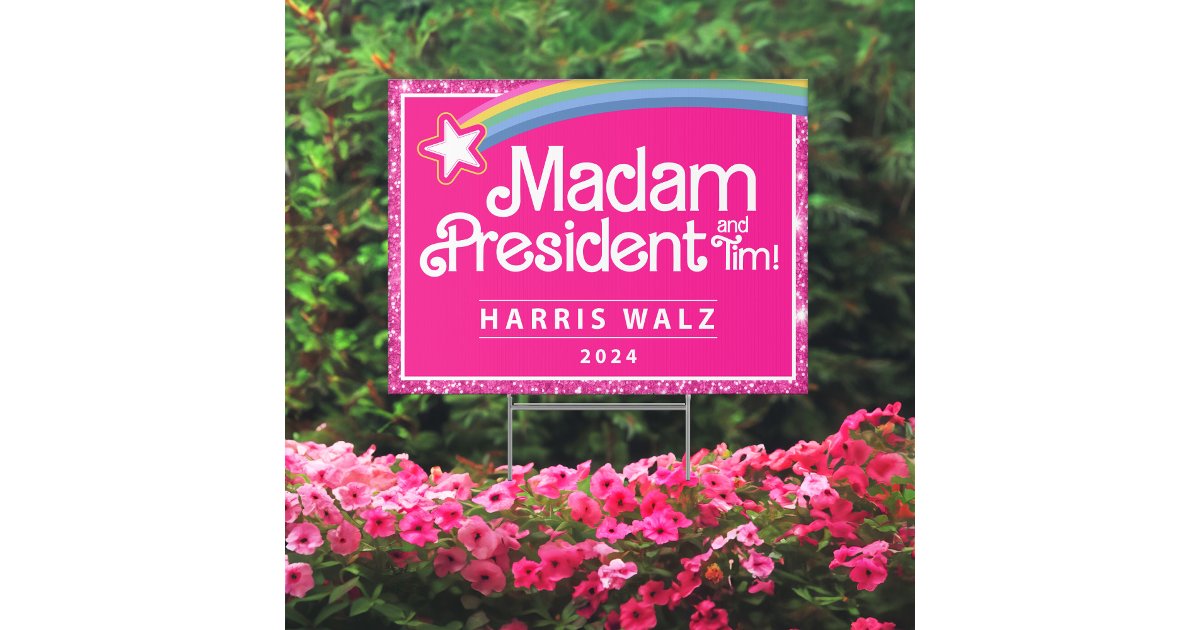 Pink Kamala Back Yard Sign Madam President 2024 | Zazzle