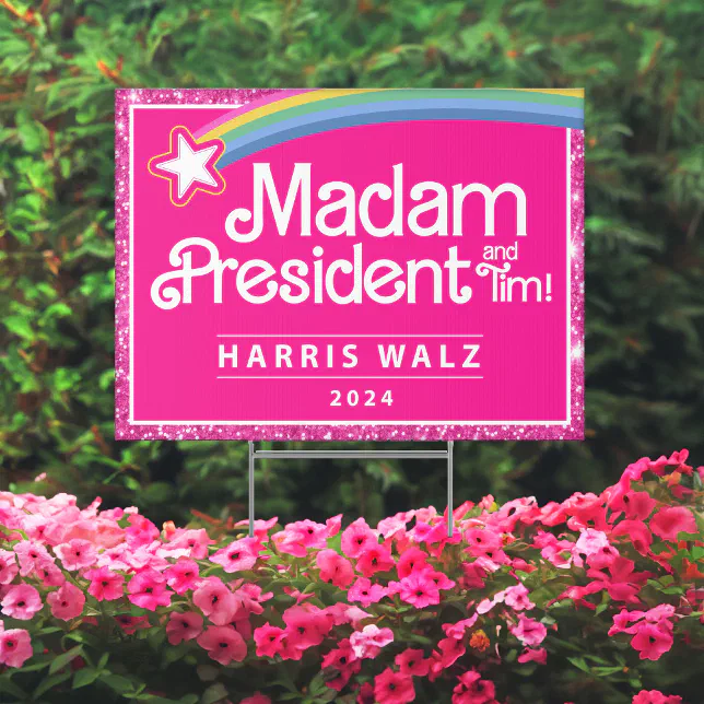 Pink Kamala Back Yard Sign Madam President 2024 | Zazzle