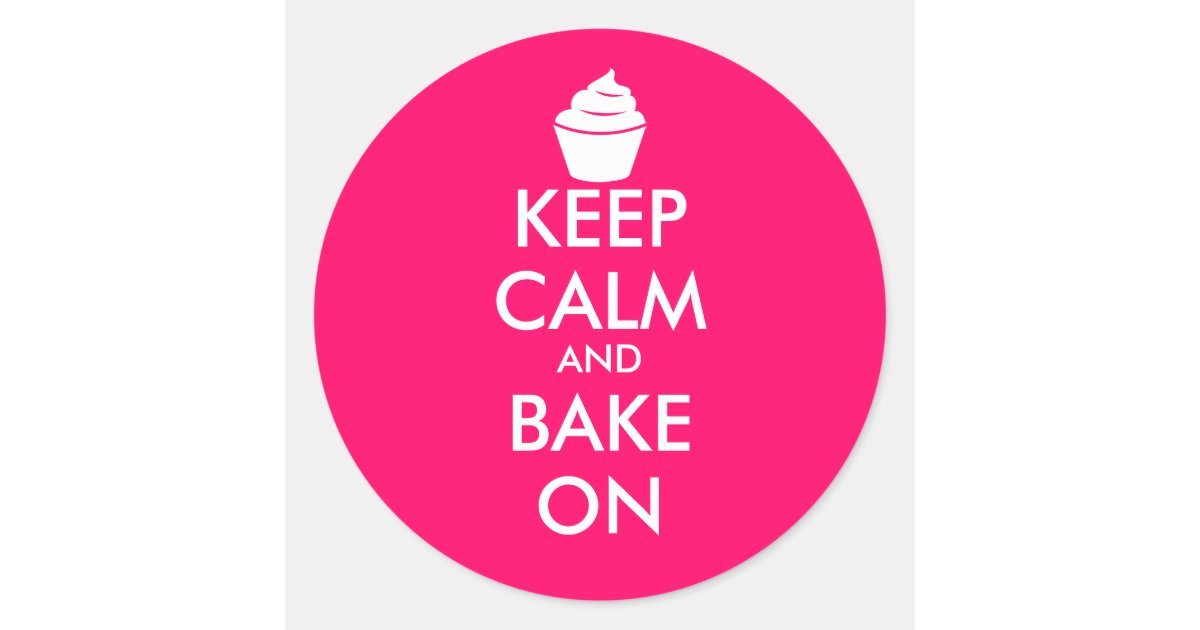 Pink keep calm and bake on stickers with cupcake | Zazzle