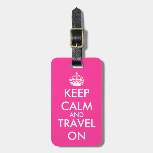 Pink keep calm luggage tag | Personalizable | Zazzle
