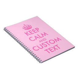Pink Keep Calm notebook | Personalized text | Zazzle