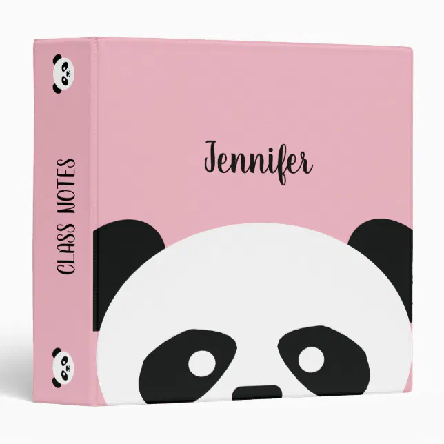 Pink Kids Kawaii Panda Personalized School 3 Ring Binder | Zazzle