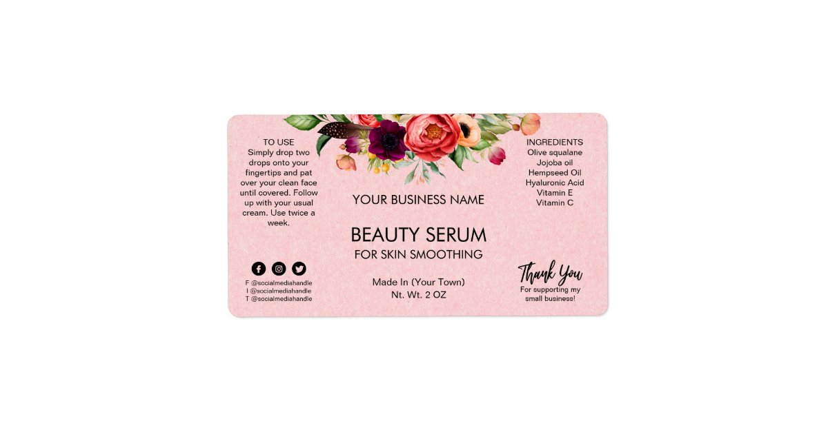 Pink Kraft Textured Face Serum Labels | Zazzle