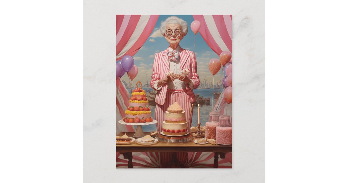 Pink Lady Birthday Party Postcard | Zazzle