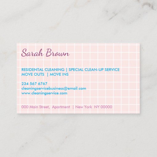 Pink Lady Cartoon Cleaning Service Janitorial Business Card | Zazzle