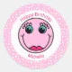 Pink Lady Face Personalized Birthday Classic Round Sticker | Zazzle