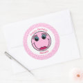 Pink Lady Face Personalized Birthday Classic Round Sticker | Zazzle