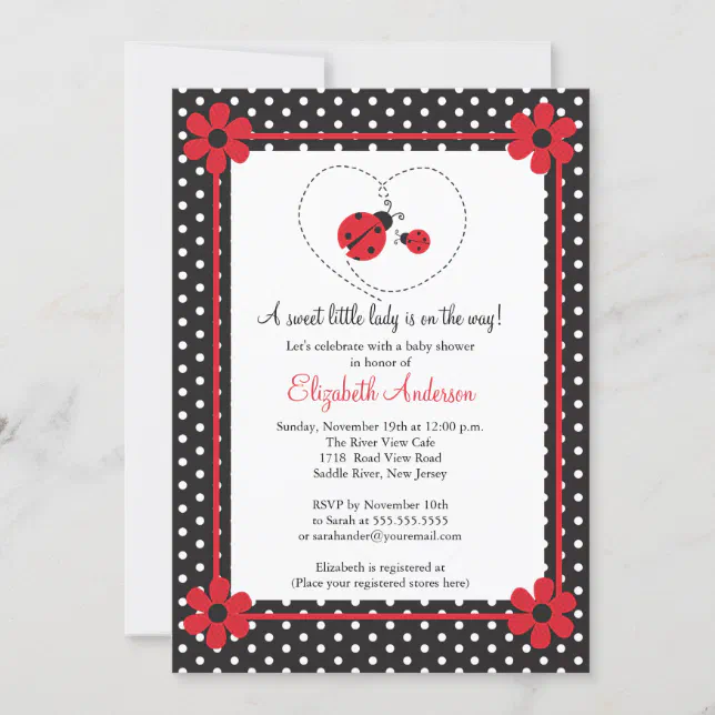Pink Ladybug Baby Shower Invitation | Zazzle