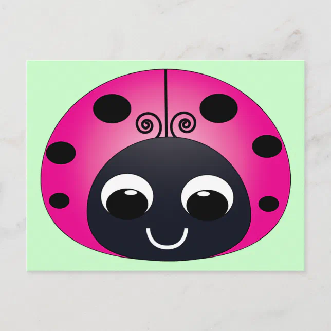 Pink Ladybug Postcard | Zazzle