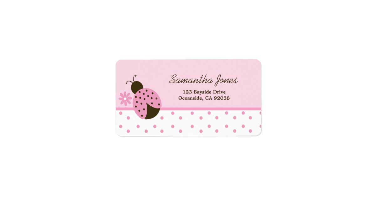 Pink Ladybug Trendy Dot Address Label | Zazzle