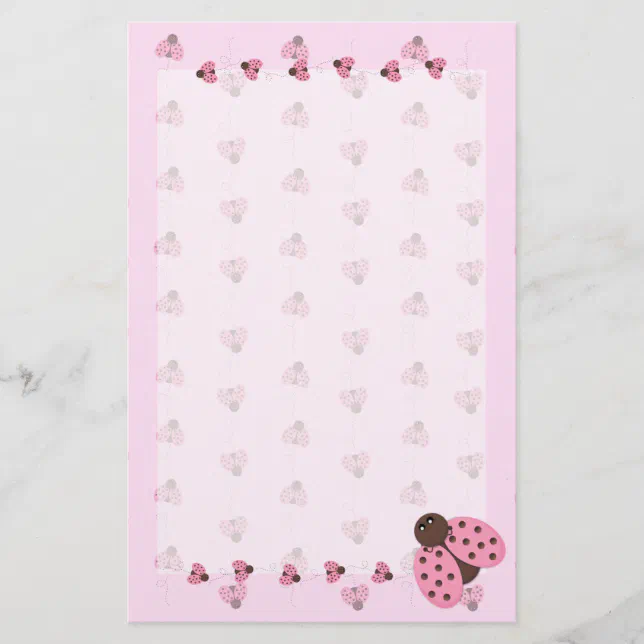 Pink Ladybugs Stationary Stationery | Zazzle