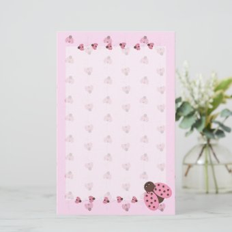 Pink Ladybugs Stationary Stationery | Zazzle