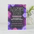 Pink Laser Tag Glow Birthday Invitation | Zazzle