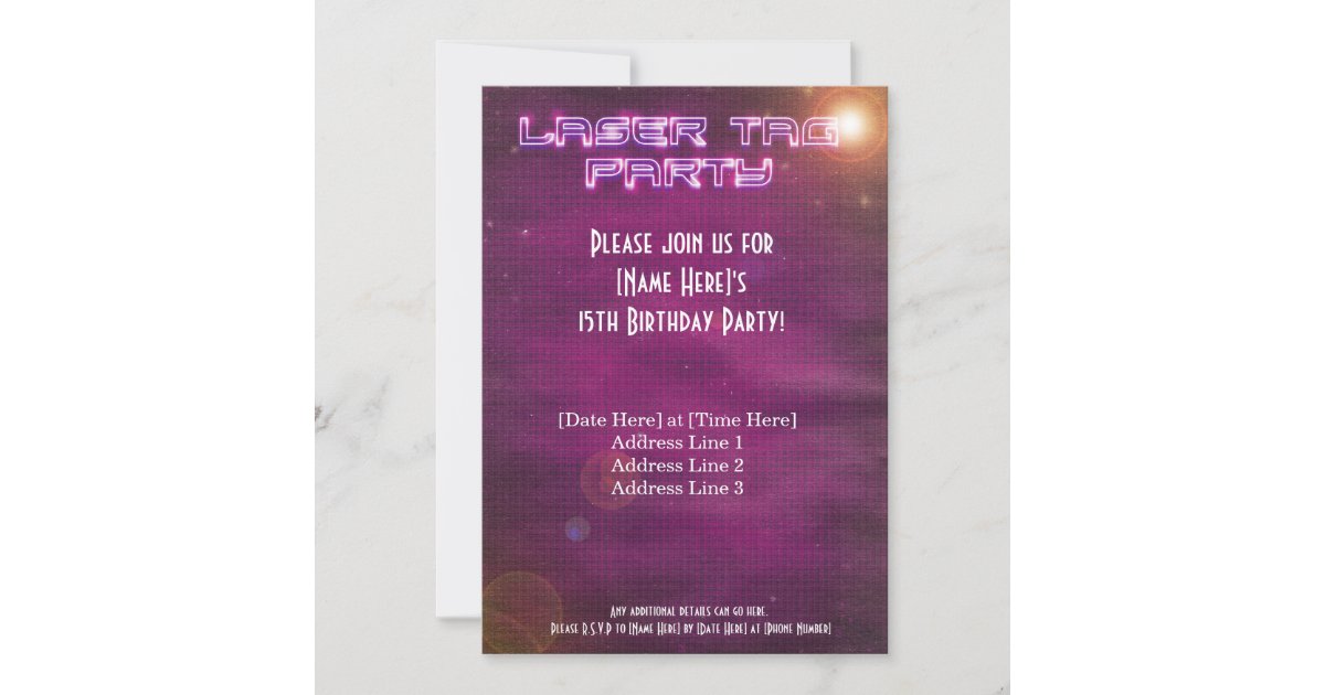 Pink Laser Tag Party Invite | Zazzle