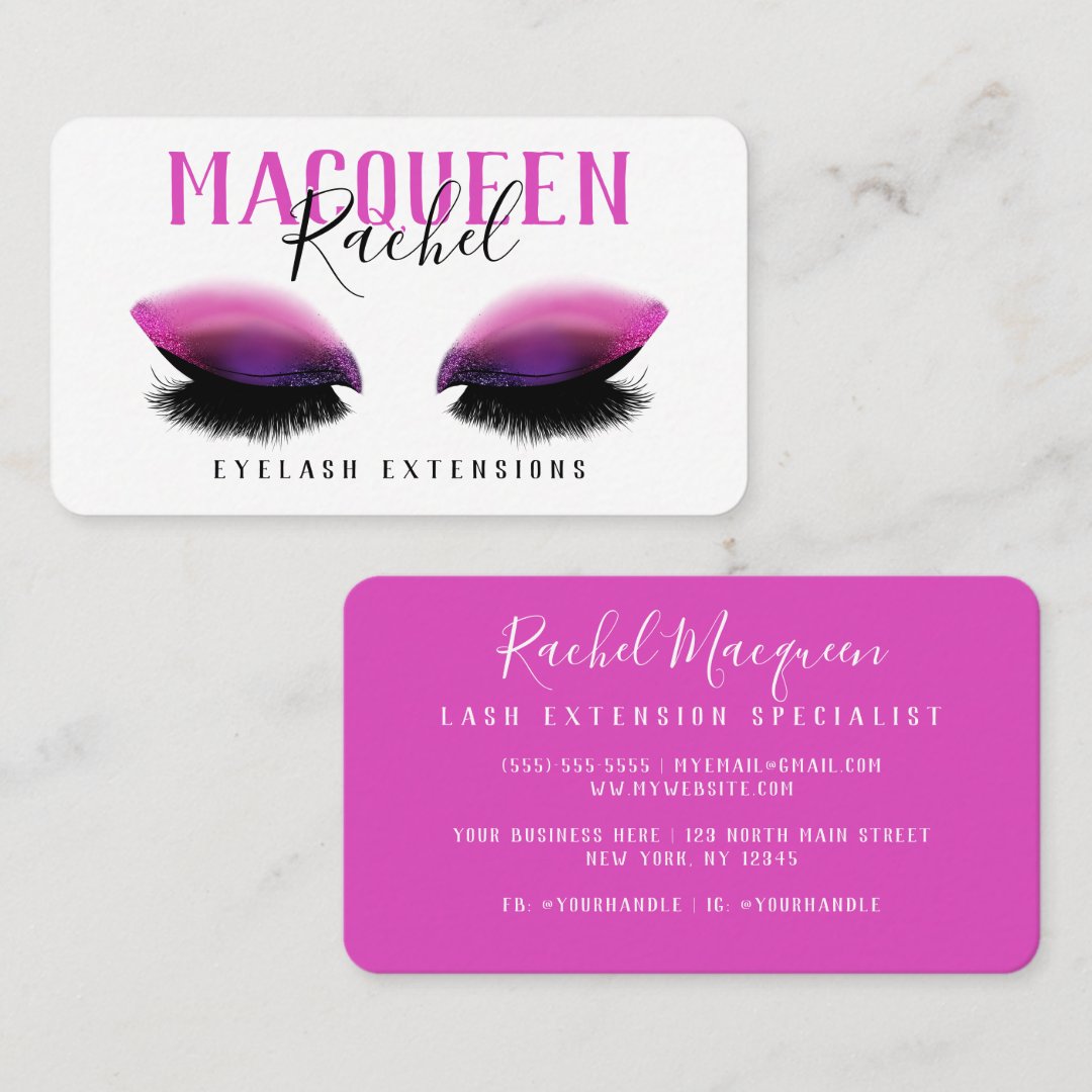 Pink Lashes Eyeshadow Glitter Eyelash Makeup Business Card | Zazzle
