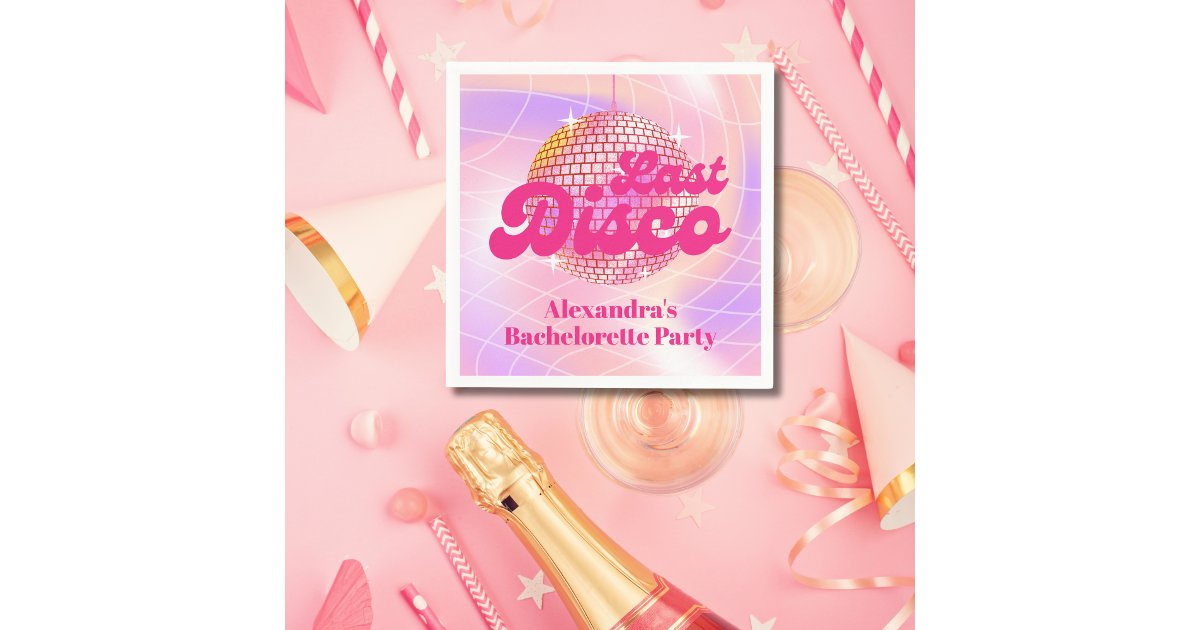 Pink Last Disco Retro 70's Bachelorette Party Napkins | Zazzle