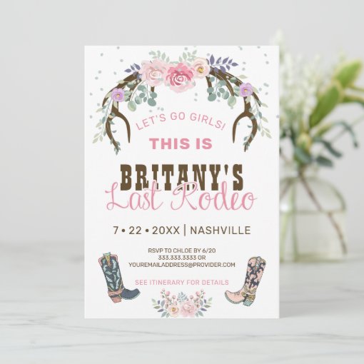 Pink Last Rodeo Bachelorette Party Invitation | Zazzle