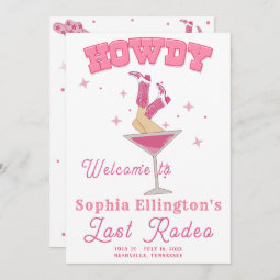 Pink Last Rodeo Bachelorette Weekend Invitation | Zazzle