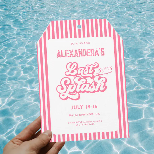 Pink Last Splash Bachelorette Party Invitation | Zazzle