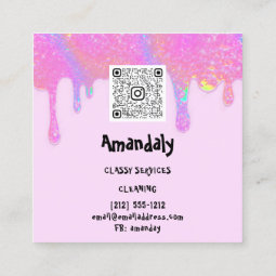 Pink Laundry Washing Cleaning Service QR Code Square Business Card | Zazzle