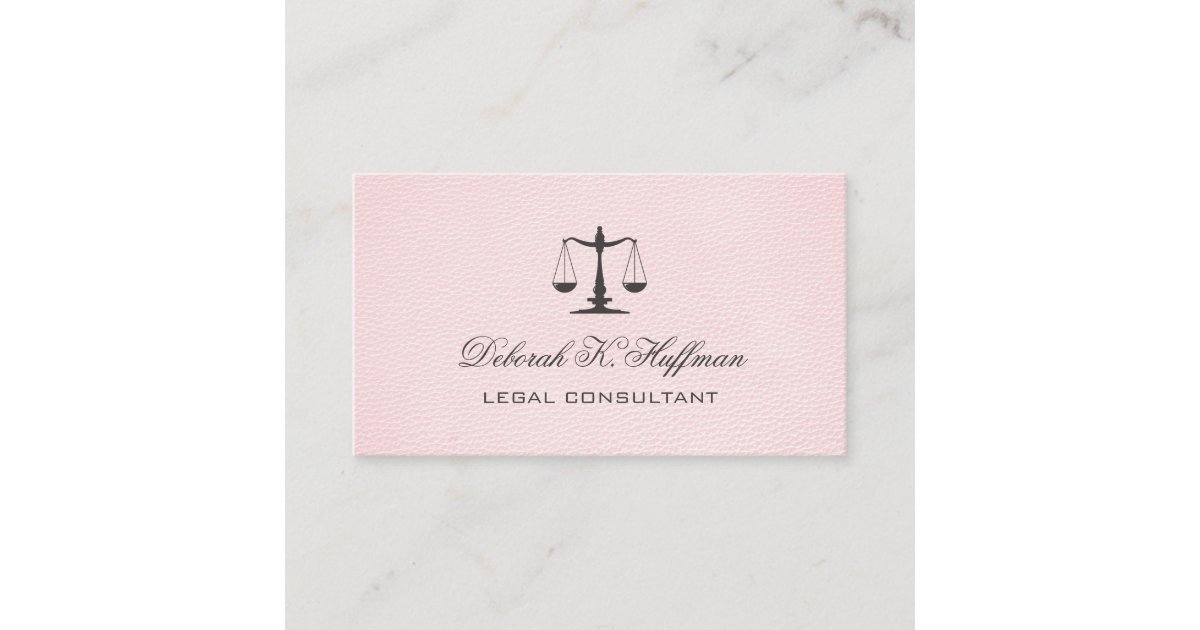 Pink leather feminine Legal Justice Scale Business Card | Zazzle