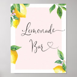 Pink Lemon Lemonade Bar Poster | Zazzle
