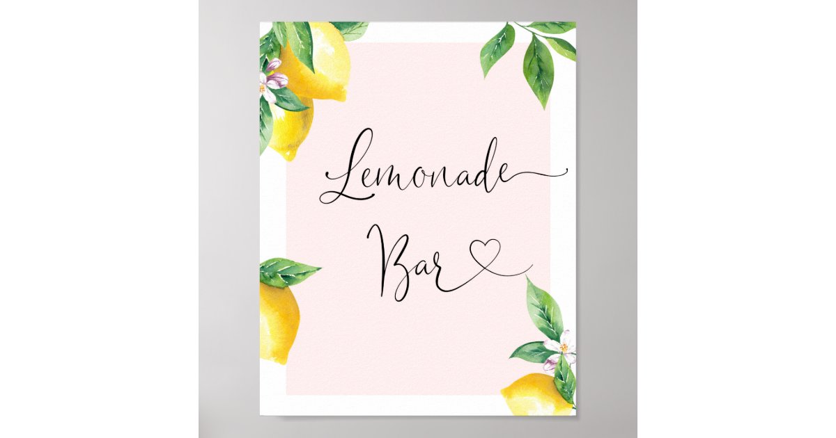 Pink Lemon Lemonade Bar Poster | Zazzle