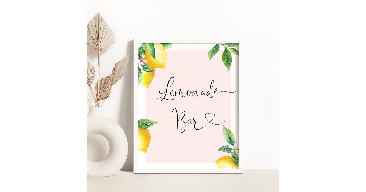 Pink Lemon Lemonade Bar Poster | Zazzle