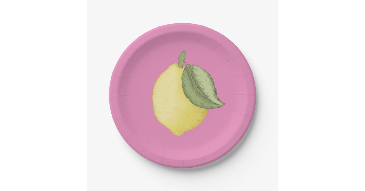 Pink Lemon Lemonade Birthday Party Paper Plates | Zazzle