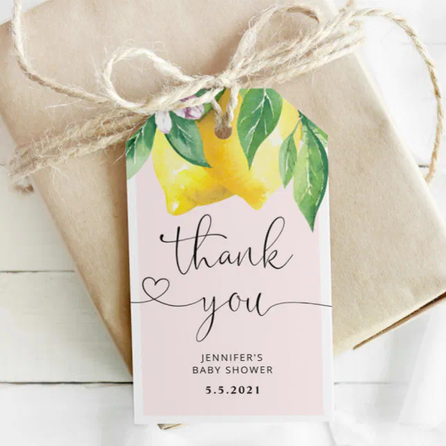 Pink Lemon thank you tag | Zazzle