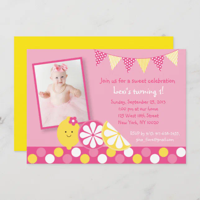 Pink Lemonade 1st Birthday Invitation | Zazzle