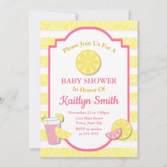 Pink Lemonade Baby Shower Invitation Lemon | Zazzle
