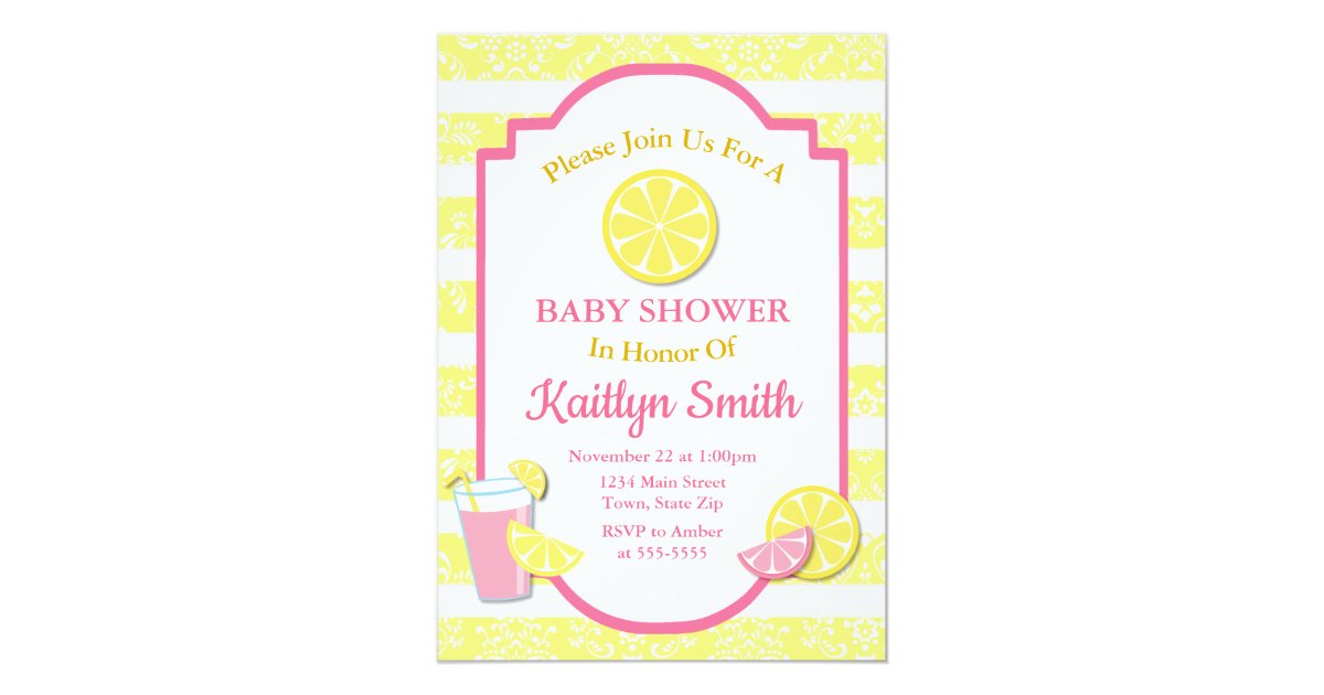 Pink Lemonade Baby Shower Invitation Lemon | Zazzle.com