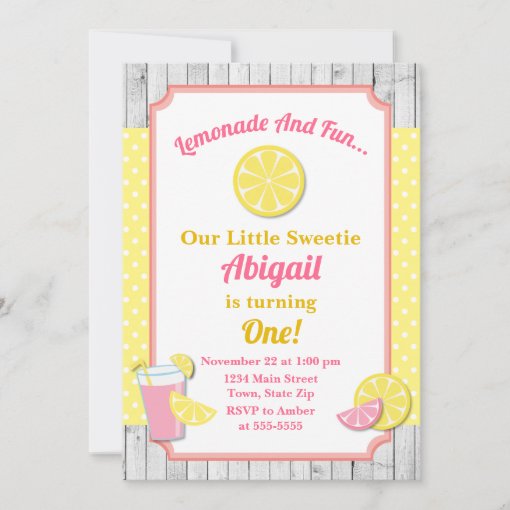 Pink Lemonade Birthday Invitation, Lemonade Party Invitation | Zazzle