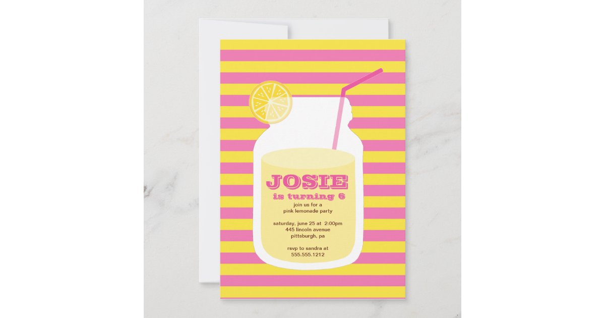 Pink Lemonade Birthday Party Invitation | Zazzle