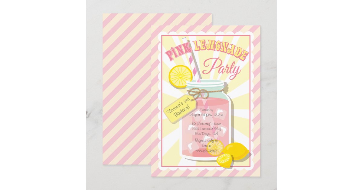 Pink Lemonade Birthday Party Invitations | Zazzle