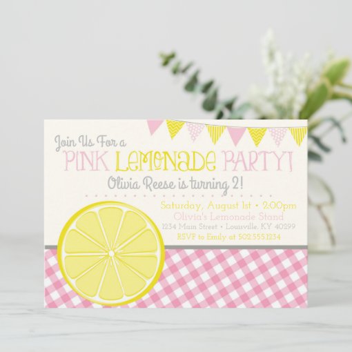 Pink Lemonade Girls Birthday Party Invitation | Zazzle