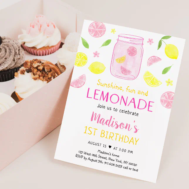 Pink Lemonade Lemon Birthday Invitation | Zazzle