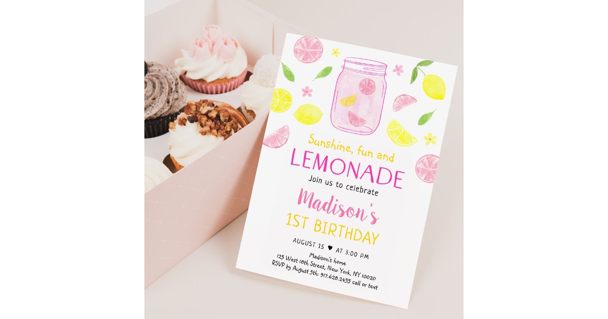 Pink Lemonade Lemon Birthday Invitation | Zazzle