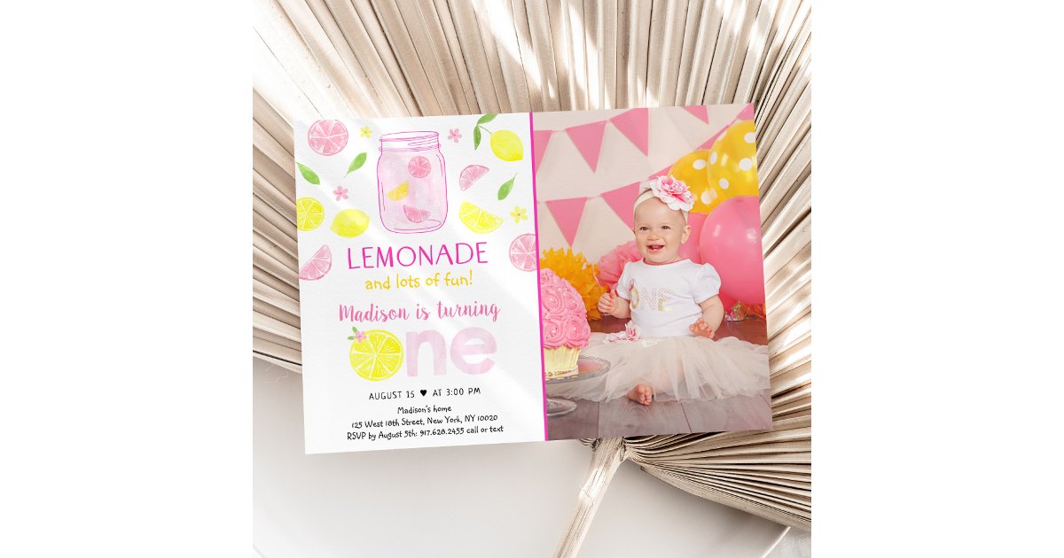 Pink Lemonade Lemon First Birthday Invitation | Zazzle