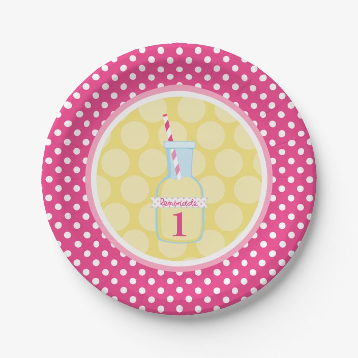 Pink Lemonade Polka Dot 1st Birthday Paper Plates | Zazzle.com