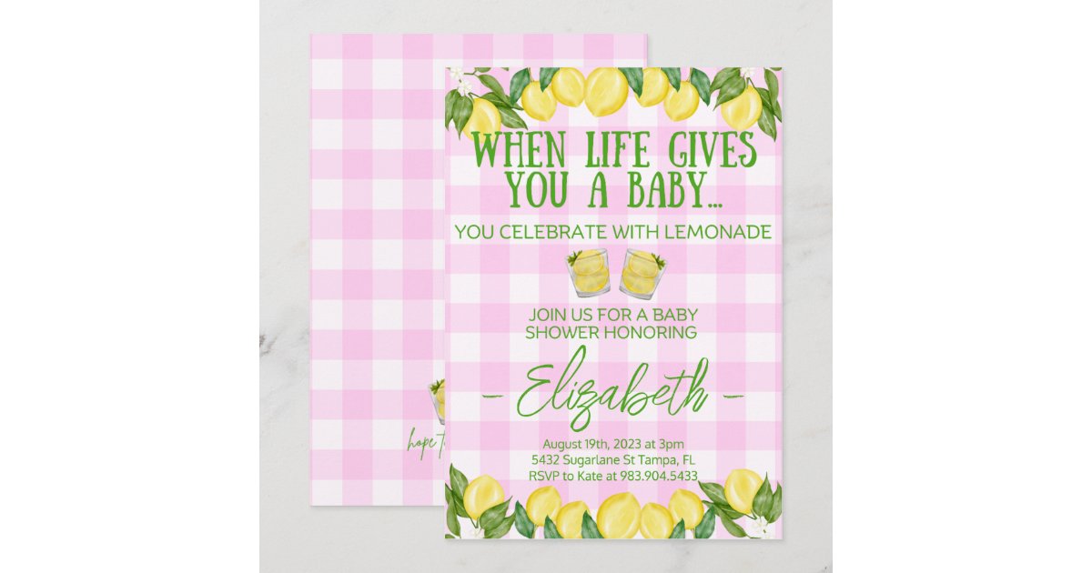 Pink Lemonade Themed Baby Shower Invitation | Zazzle