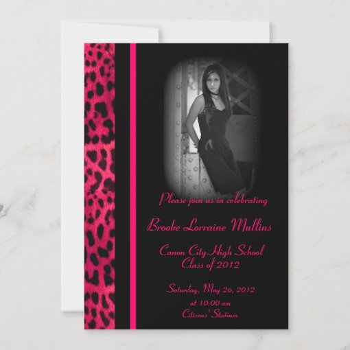 Pink leopard animal print graduation announcement | Zazzle