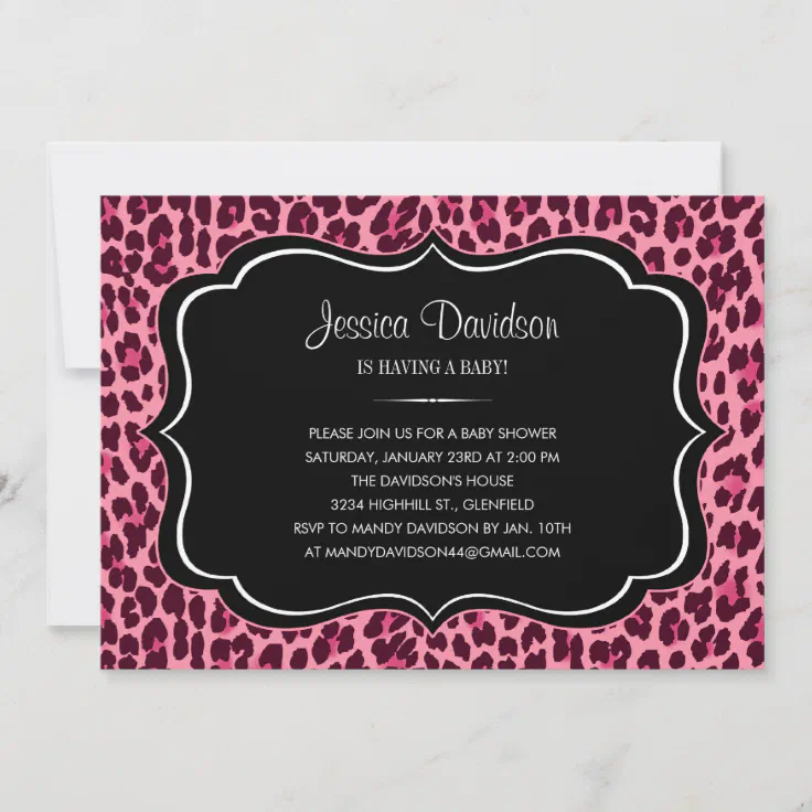 Pink Leopard Baby Shower Invitation | Zazzle