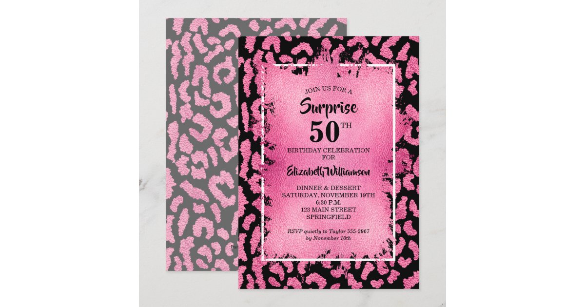 Pink Leopard Birthday Party Invitation | Zazzle