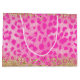 Pink Leopard Cheetah Animal Gold Glitter Trendy Large Gift Bag | Zazzle