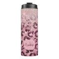 Pink Leopard Glitter Diamond Drip Monogram Thermal Thermal Tumbler | Zazzle